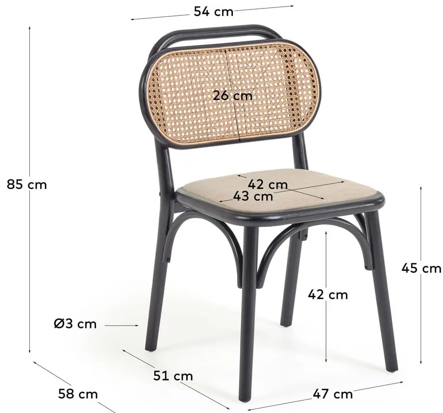 Černo-béžová jídelní židle Doriane – Kave Home