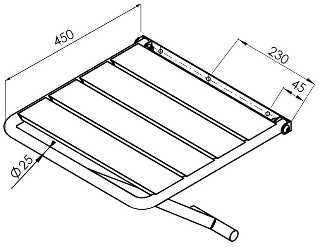 Sanela Nerezové doplňky - Sedátko do sprchy sklopné, nerez SLZM 06