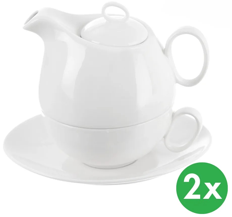 Čajová souprava MONA, 3 díly, porcelán, 2 ks