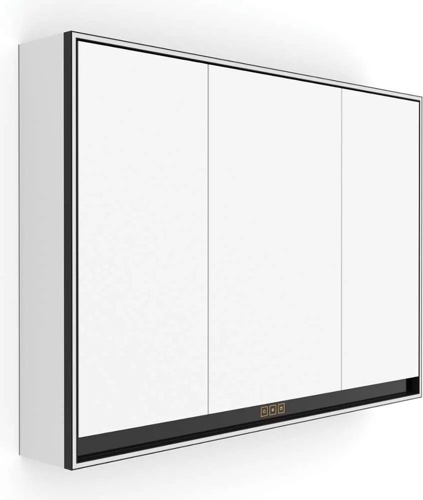 Nimco GA 1 - Zrcadlová skříňka s LED osvětlením, 70x120x15 cm, 3 dvířka, matná černá GAC 10006VX-90