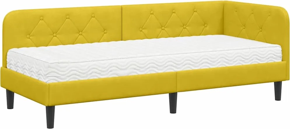 Rohový rám postele Žlutá 80 x 200 cm samet 3394140