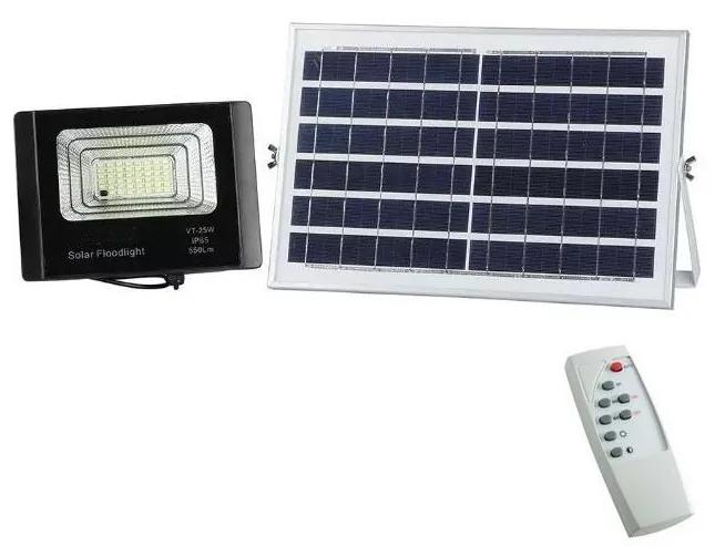 V-Tac LED Stmívatelný solární reflektor LED/12W/3,2V 6000K IP65 + dálkové ovládání VT0567