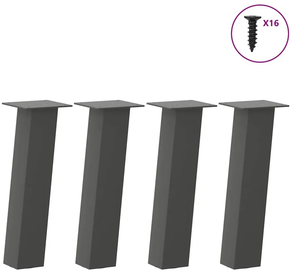 Nohy ke konferenčnímu stolku 4 ks antracitové 42 cm ocelové