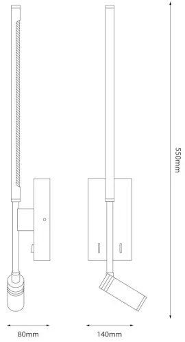 LED Nástěnné svítidlo TORCH LED/6W/230V + LED/3W černá