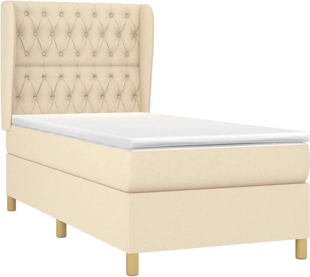 Box spring postel s matrací krémová 100 x 200 cm textil 3128746