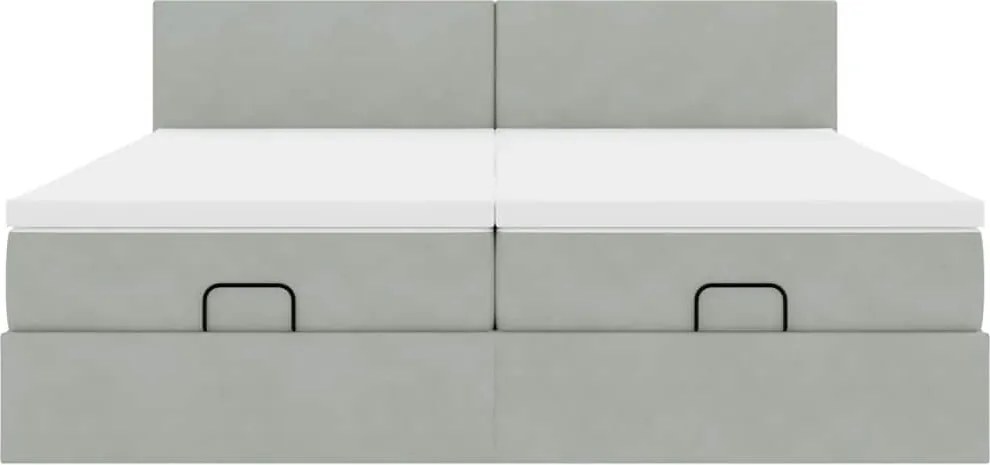 Osmanský rám postele s matracíes světle šedá 200x200cm samet 3312062
