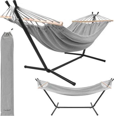 Iso Trade Zahradní houpací síť 200x150cm Gardlov s rámem 27293