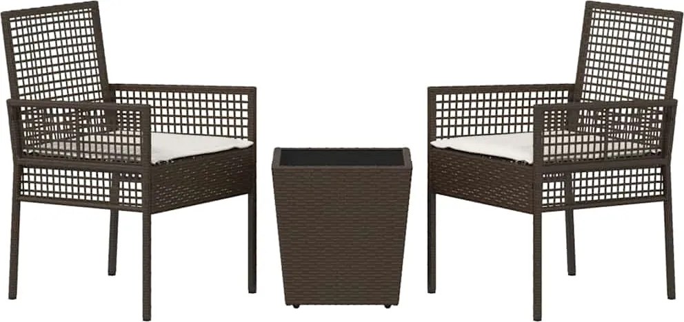 Zahradní bistro set 3 ks Hnědá polyratan 3334956