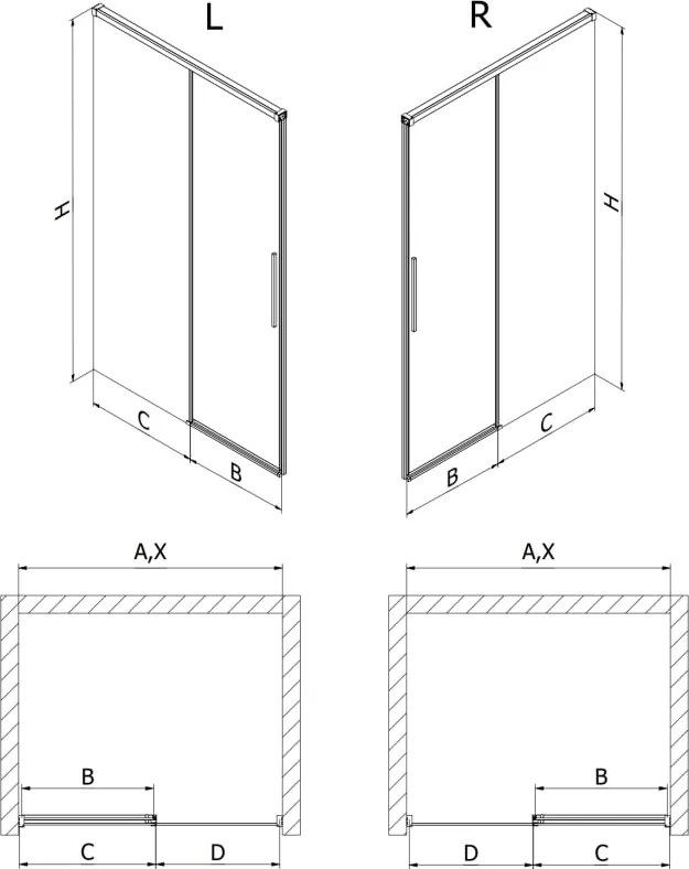 Mexen Rox sprchové dveře posuvné 160 cm, transparentní, chrom - 8C2-160-000-01-00