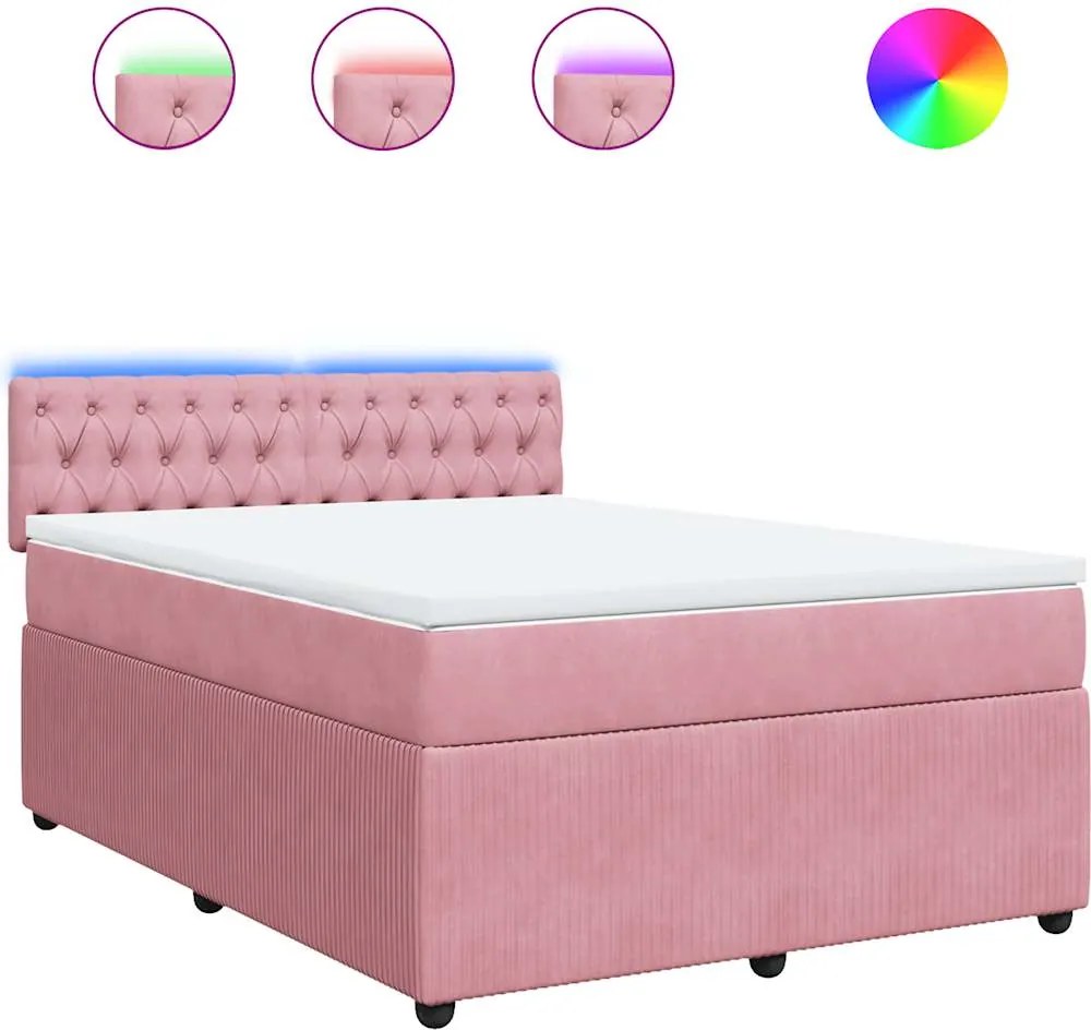 Box spring postel s matrací růžová 140x190 cm samet 3290045