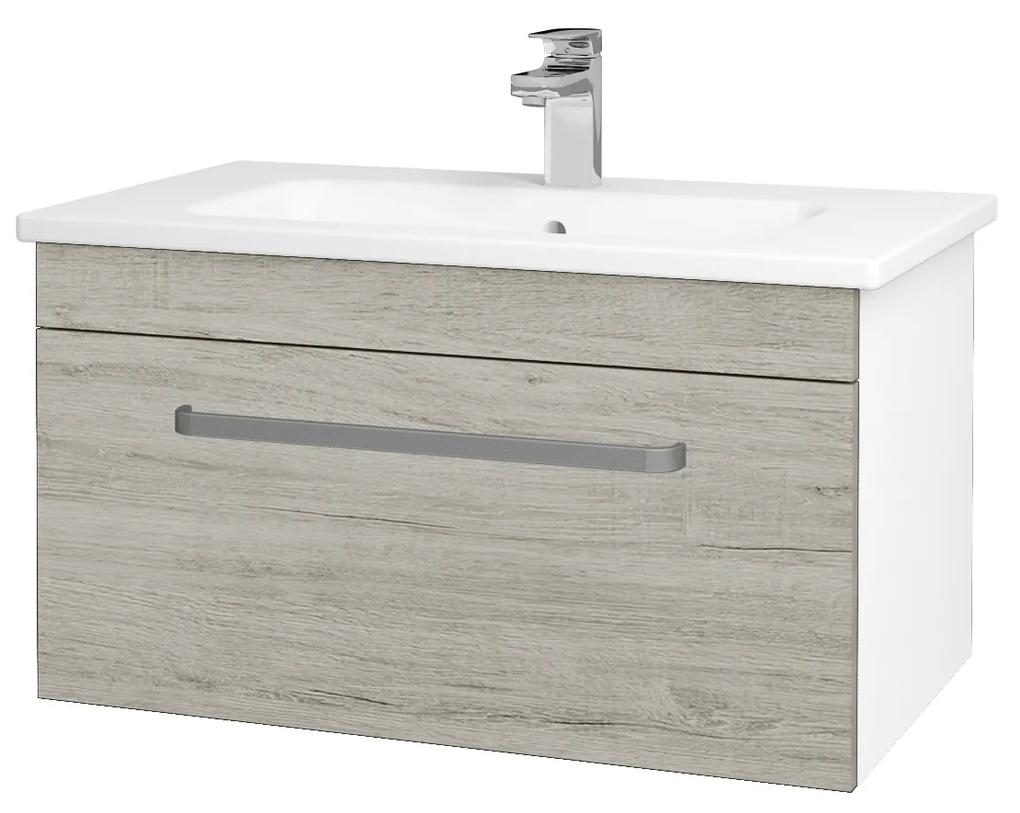 Dřevojas Koupelnová skříň ASTON SZZ 80 Varianta: N01 Bílá lesk / Úchytka T04 / D16 Beton tmavý