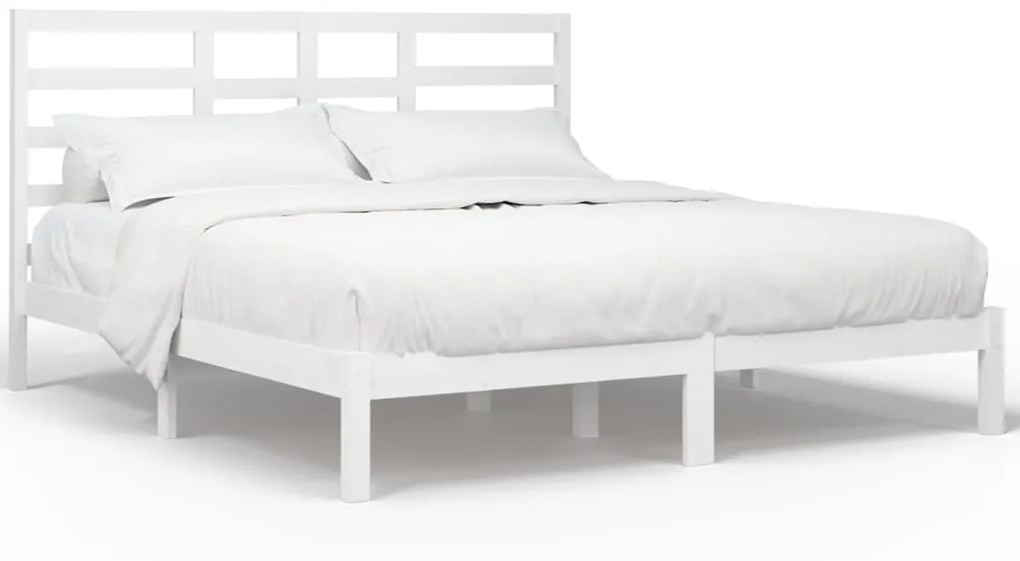Rám postele bílý masivní dřevo 200 x 200 cm,  3105816