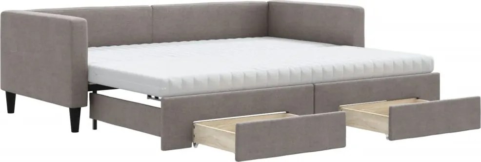 Válenda s přistýlkou a zásuvkami taupe 90 x 200 cm textil 3196635