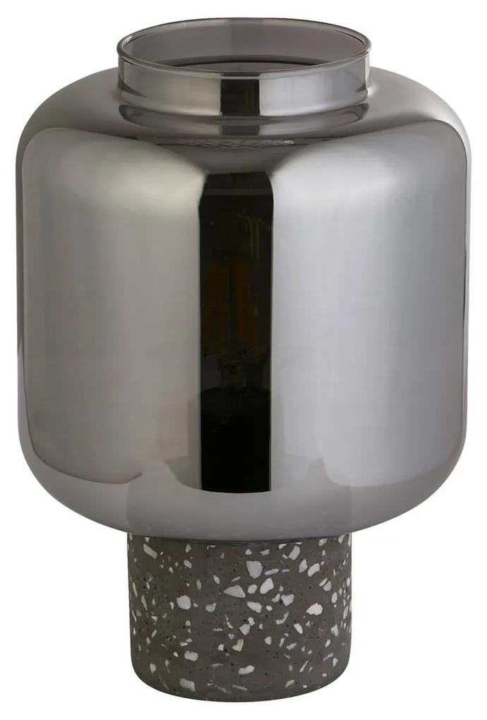 X Stolní lampa Vessel, šedá / kouřově šedá, beton, sklo