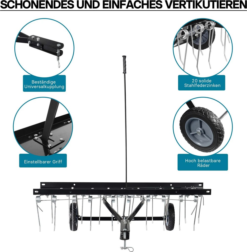 Vertikutátor Wiltec – 100 cm, černá (51705)