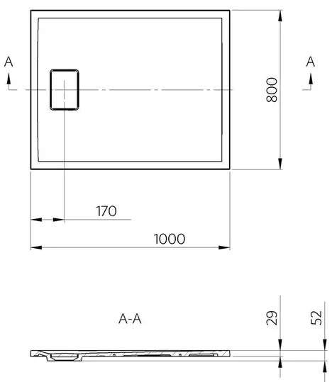 Sapho Acora Obdélníková vanička z litého mramoru 100 x 80 cm šedá dekor kámen AC023