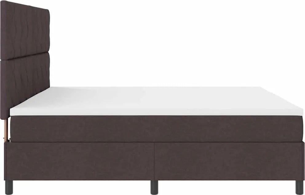 Postel s boxspringem s čelo Tmavě hnědá 200 x 200 cm textil 3339493
