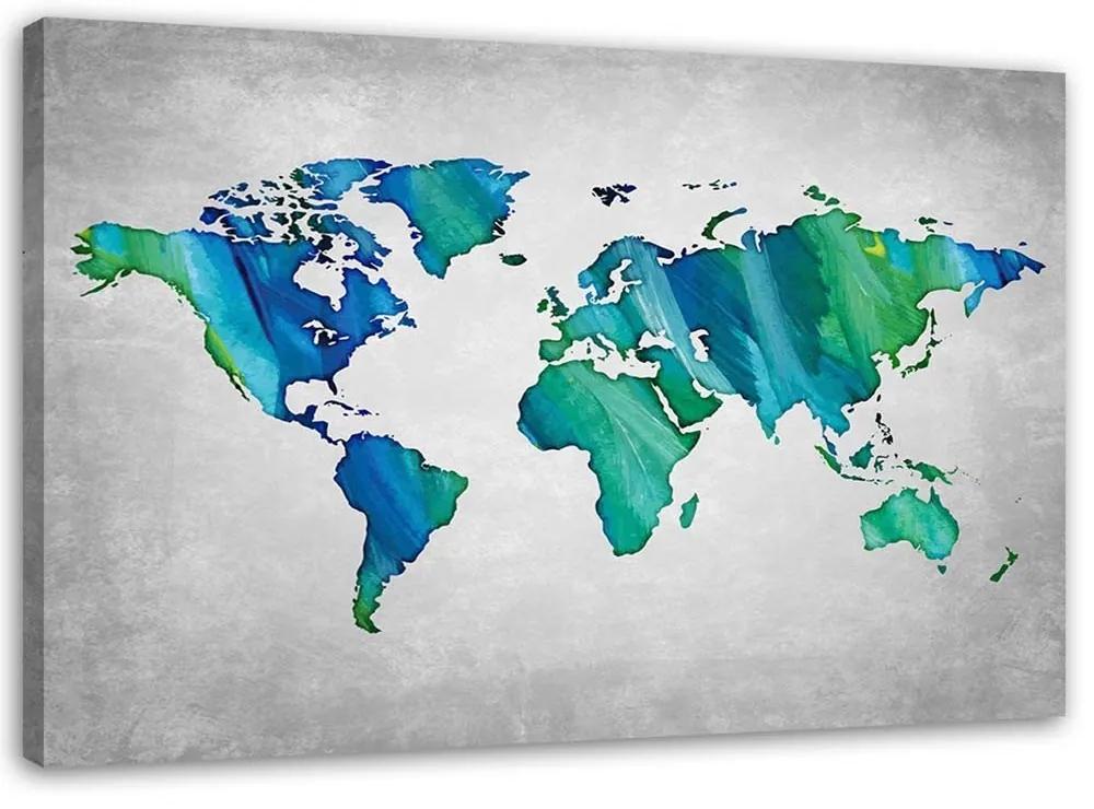 Obraz na plátně Mapa světa šedá - 60x40 cm
