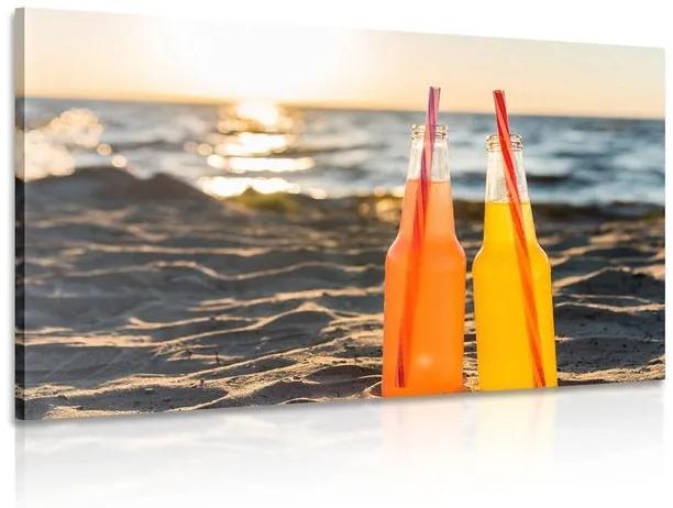 Obraz osvěžující nápoj na pláži - 120x80 cm