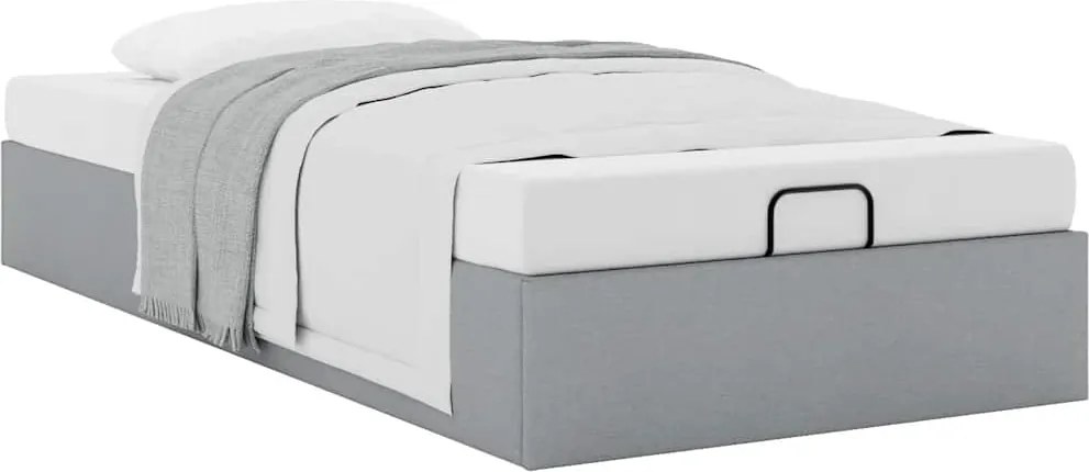 Osmanský rám postele bez matrací světle šedá 90x200 cm textil 3310847