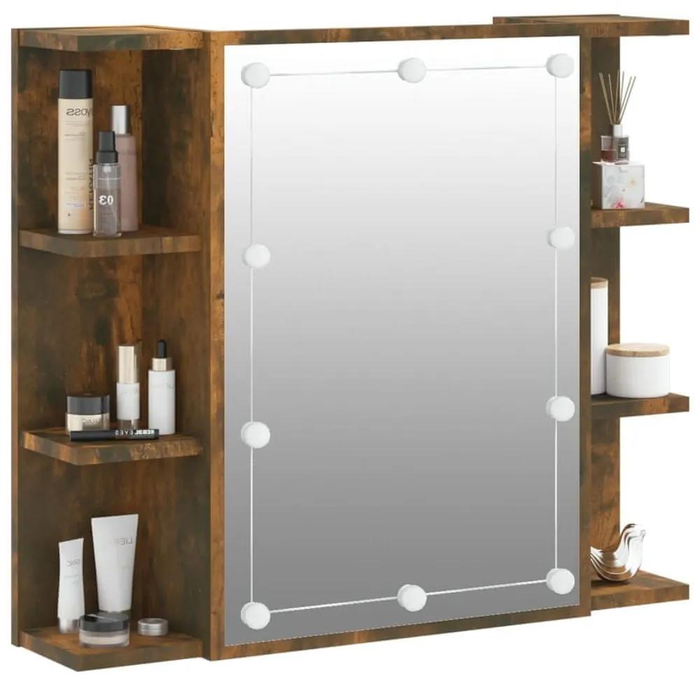 Petromila Zrcadlová skříňka s LED kouřový dub 70 x 16,5 x 60 cm