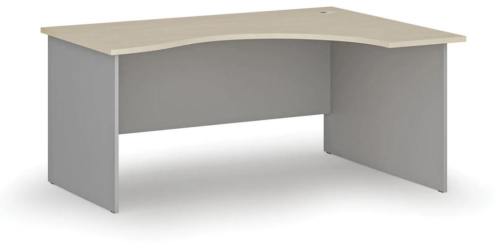 Ergonomický kancelářský pracovní stůl PRIMO GRAY, 1600 x 1200 mm, pravý, šedá/buk