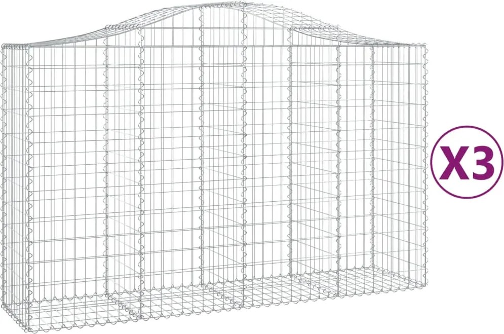 Klenuté gabionové koše 3 ks 200x50x120/140cm pozinkované železo 3145662