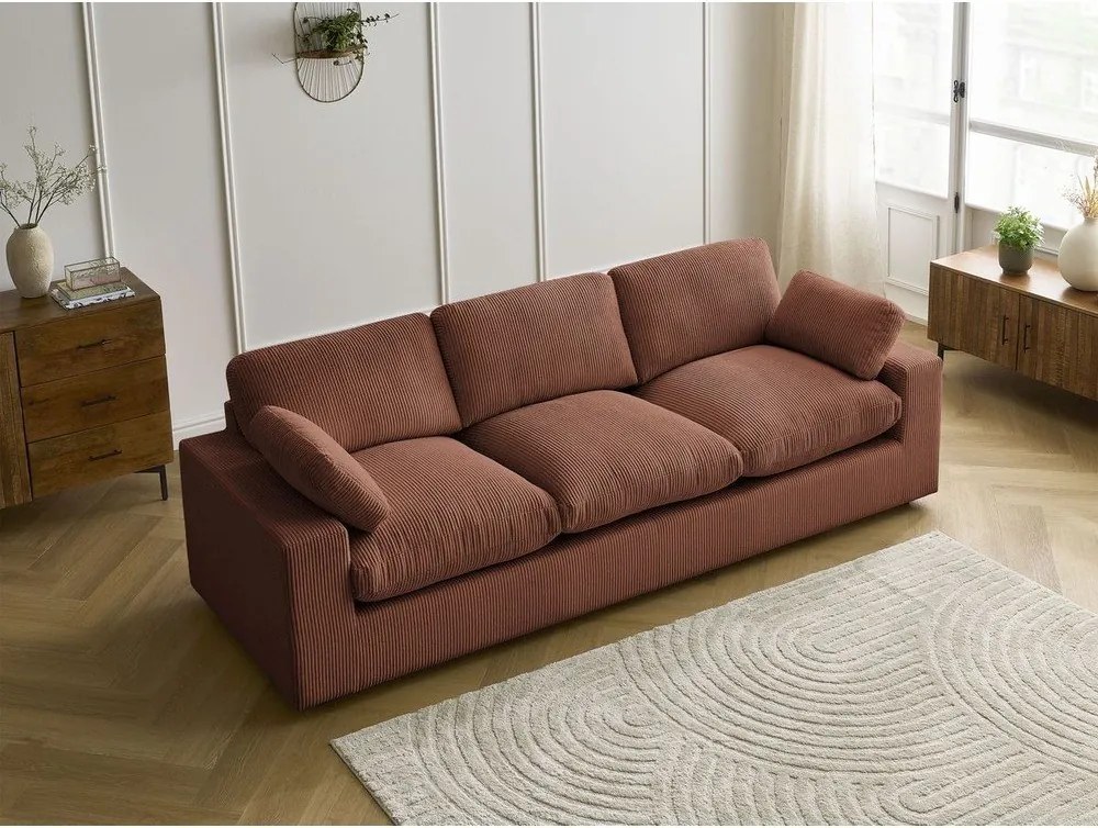 Oranžová manšestrová pohovka 250 cm Belair – Bobochic Paris
