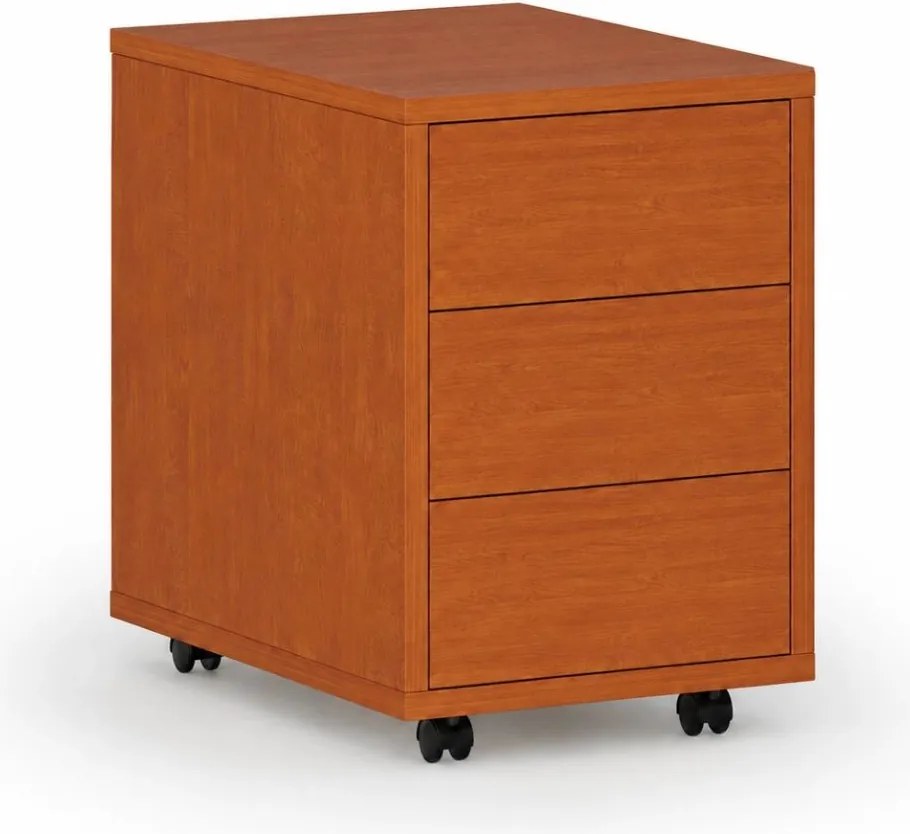 Kancelářský mobilní kontejner PRIMO WOOD, PUSH-lock, 3 zásuvky, třešeň