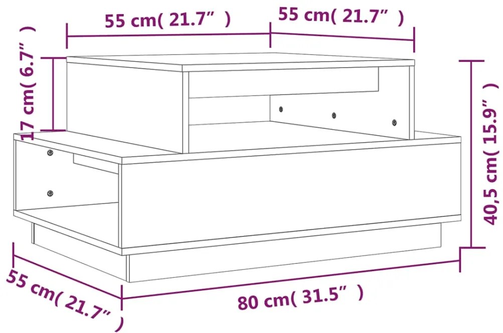 Konferenční stolek černý 80x55x40,5 cm masivní borové dřevo - Default Title