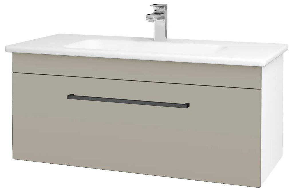 Dřevojas Koupelnová skříň ASTON SZZ 100 Varianta: N01 Bílá lesk / Úchytka T06 / D16 Beton tmavý