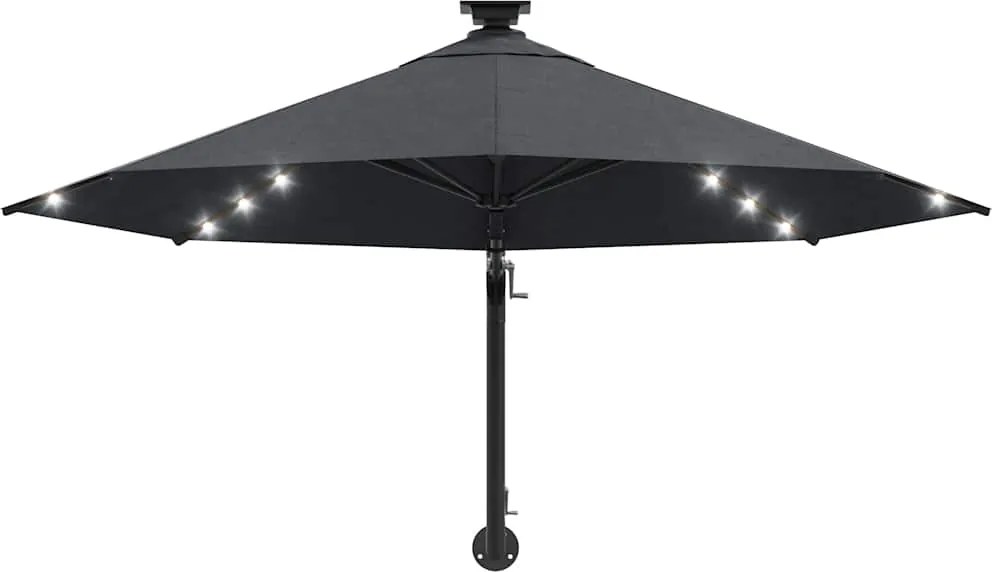 Nástěnný zahradní slunečník s LED 300 cm antracitový 312524