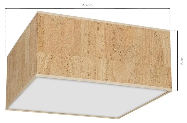 Stropní svítidlo Cork Square, 1x korkové stínítko, (bílé plexisklo), (40cm)