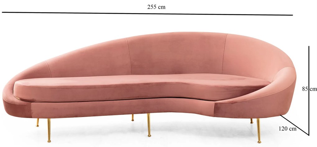Hanah Home Třímístná pohovka ESES s opěradlem vpravo růžová 560ARE1351
