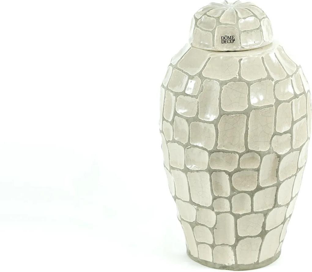 Dóza Dôme Deco 30 materiál: keramika, barva / provedení: béžová, užití: interiérové, výška do:: 30, průměr: 19