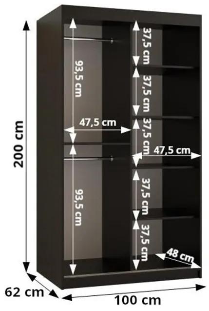 Šatní skříň Paproč | 100 cm | černá