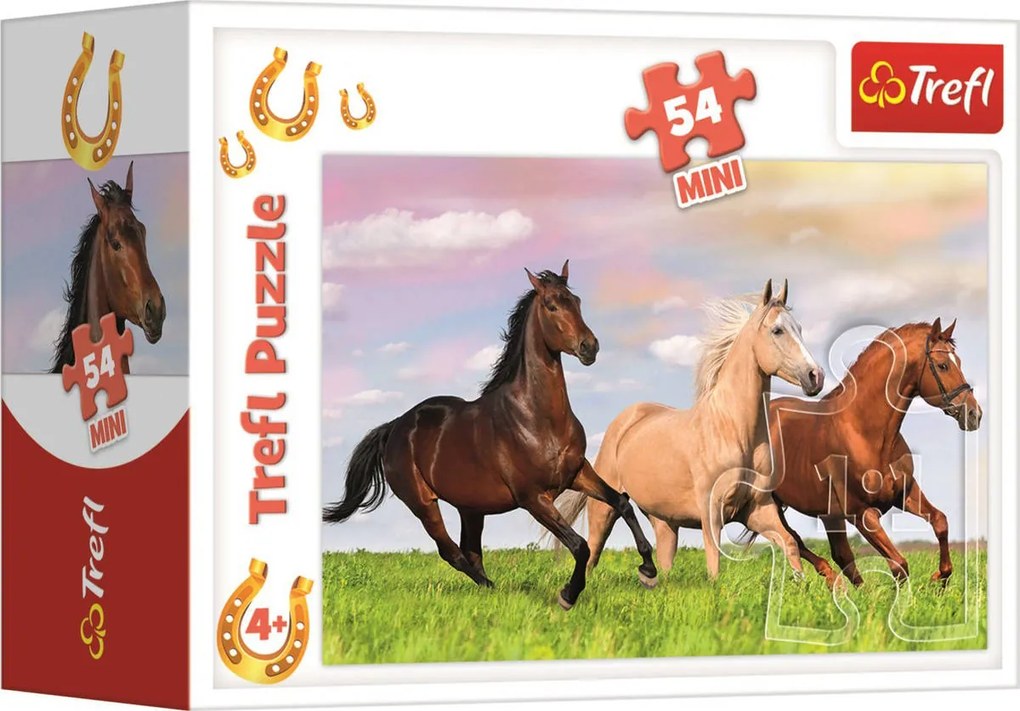 TREFL PUZZLE Koně foto mini 20x13cm skládačka 54 dílků 4 druhy tr54193