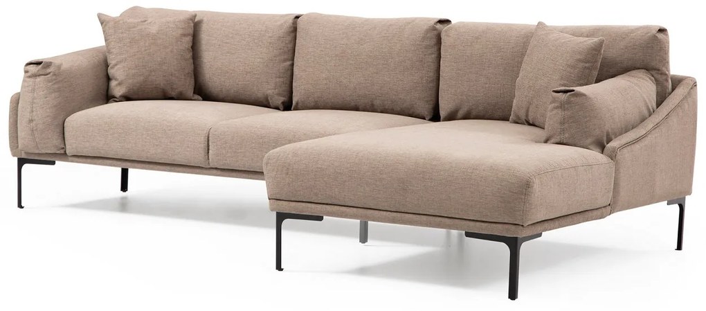 Designová rohová sedačka Pallavi 255 cm hnědá - pravá