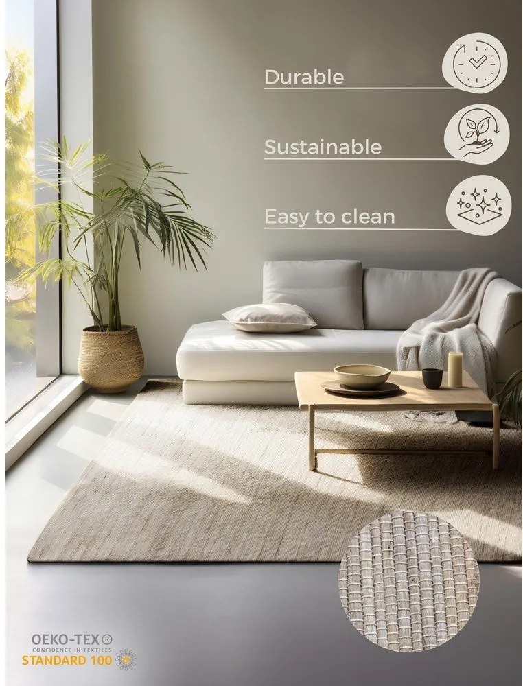 Oboustranný/ručně tkaný koberec s příměsí juty ve světle přírodní barvě 60x90 cm Handloom – Hanse Home