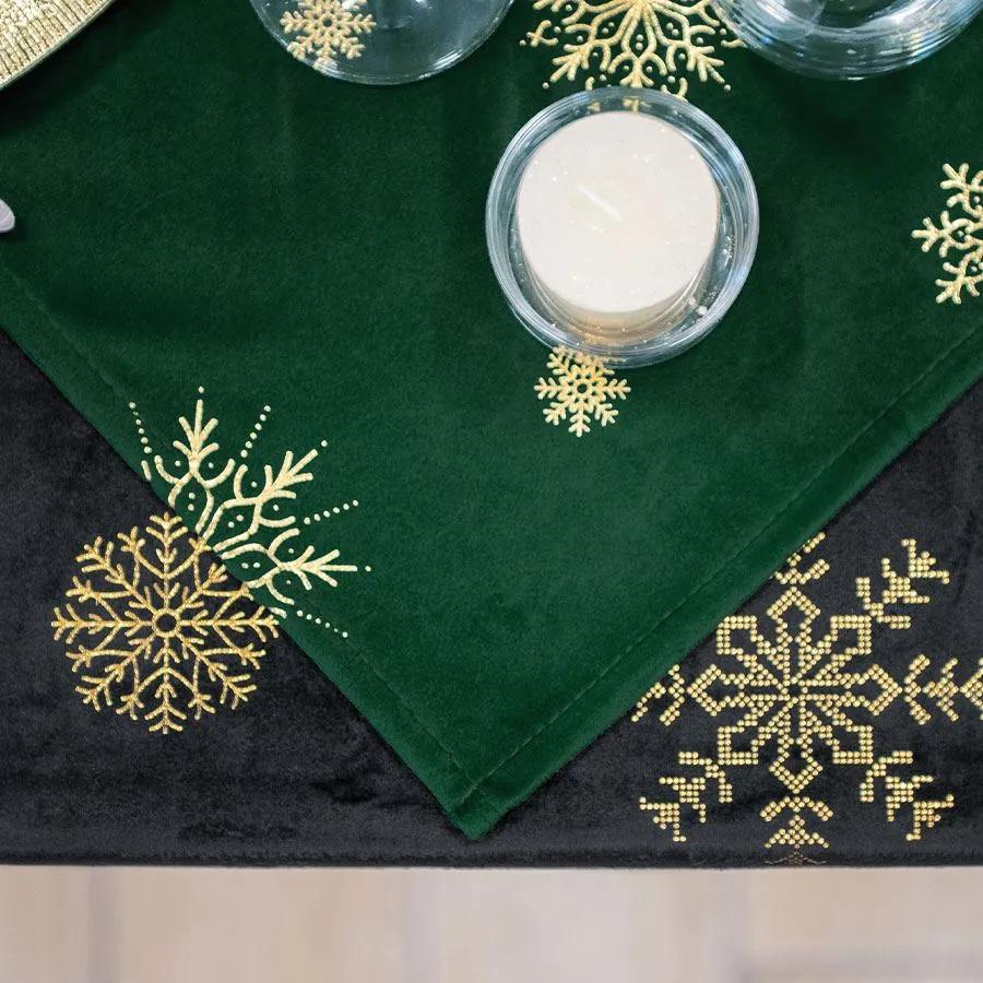 Vánoční ubrus na stůl SNOWFLAKE černá/zlatá 140x220 cm Mybesthome