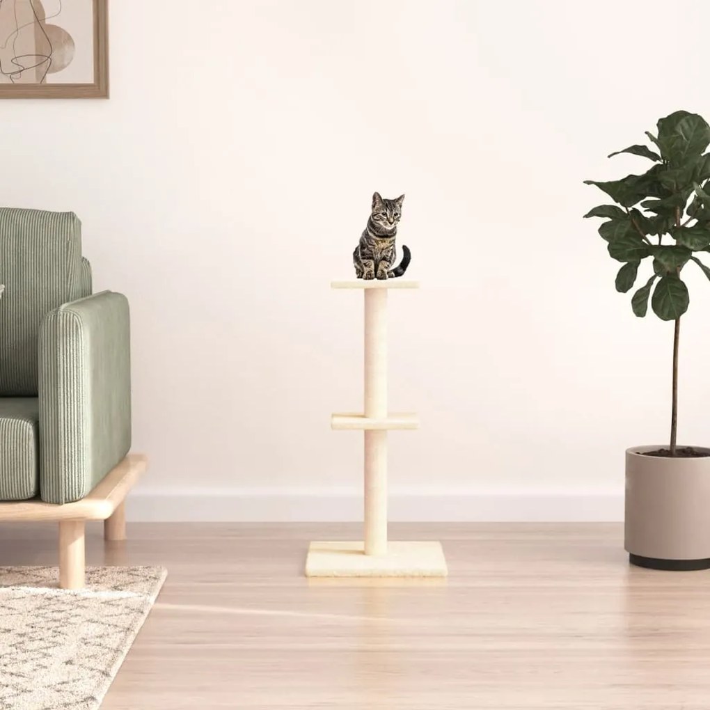 Škrabadlo pro kočky se sisalovými sloupky krémové 73 cm 172034