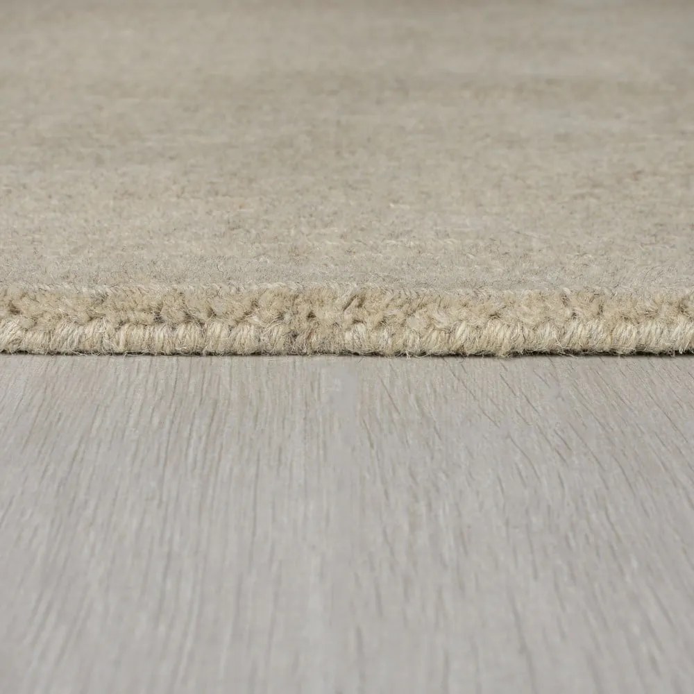 Béžový ručně tkaný vlněný koberec 240x340 cm Textured Wool Border – Flair Rugs