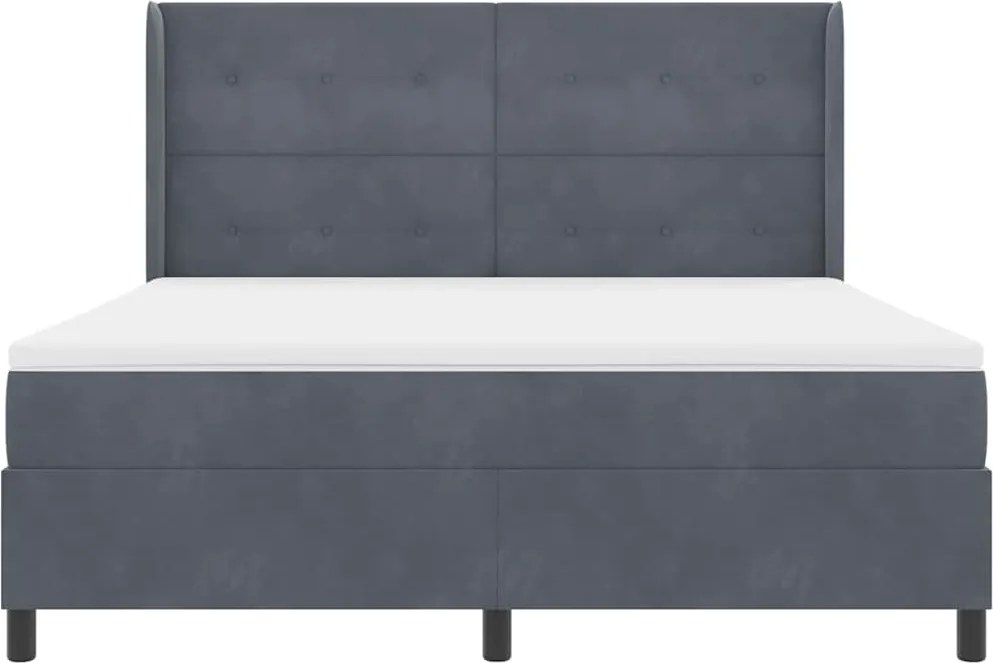 Postel s boxspringem s čelo Tmavě šedá 180 x 200 cm samet 3342021