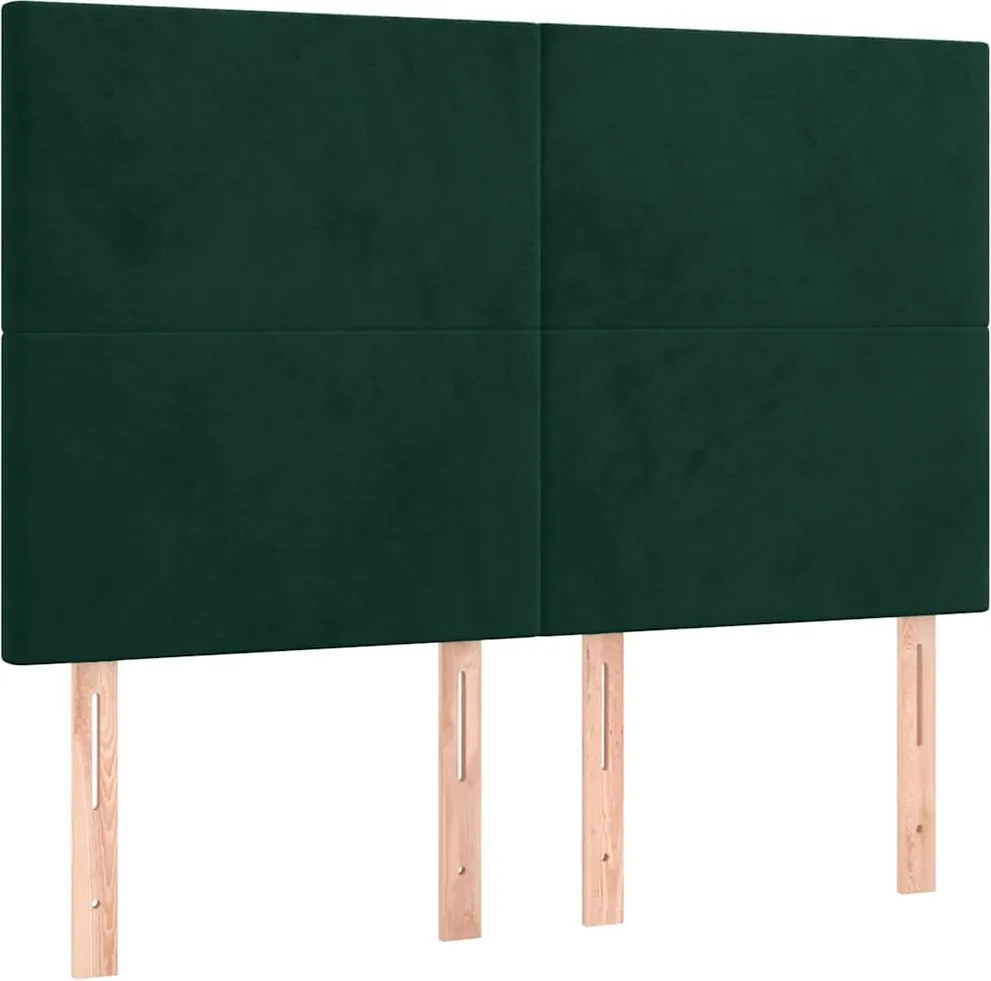 Box spring postel s matrací a LED tmavě zelená 140x200 cm samet 3136008