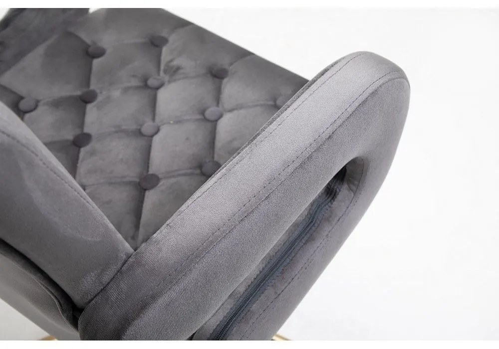 LuxuryForm Barová židle  BOSTON VELUR na černé podstavě -  šedá