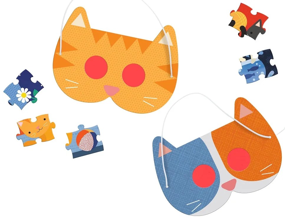 Petit Collage Puzzle kočky 100 ks s 3D brýlemi