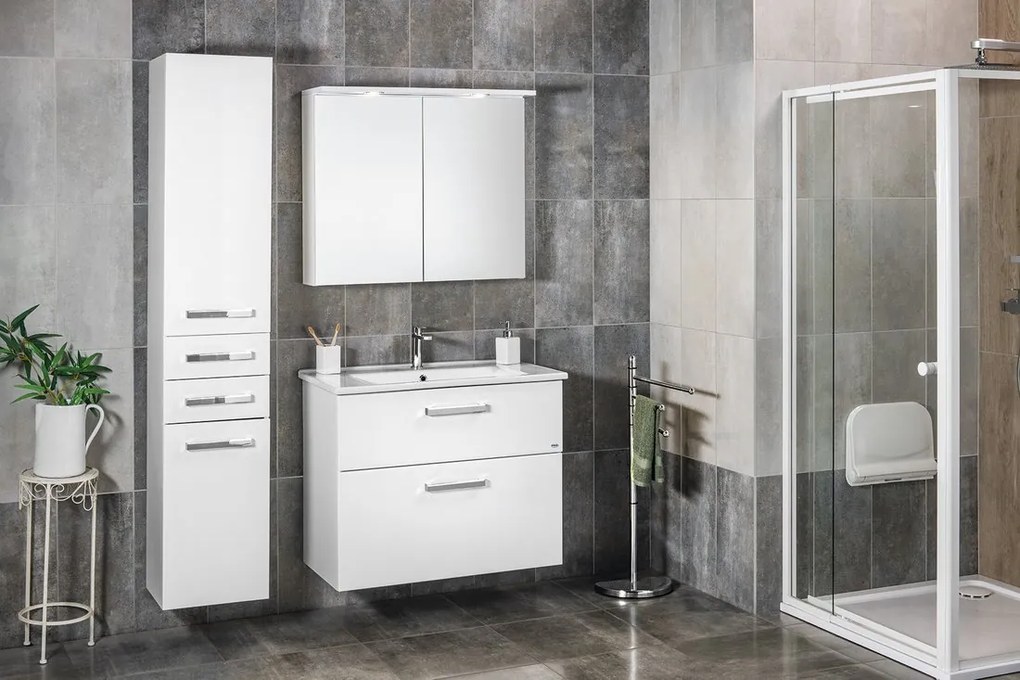 Aqualine Aqualine, VEGA Skříňka vysoká s košem 40x184x31cm, dub platin, VG980
