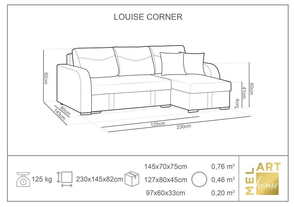 Béžová rohová rozkládací pohovka s úložným prostorem Melart Louise, levý roh
