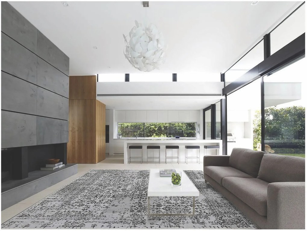 Diamond Carpets India, Ručně vázaný kusový koberec Diamond DC-JK 1 silver/black, 365x457, šedá, chodba / předsíň