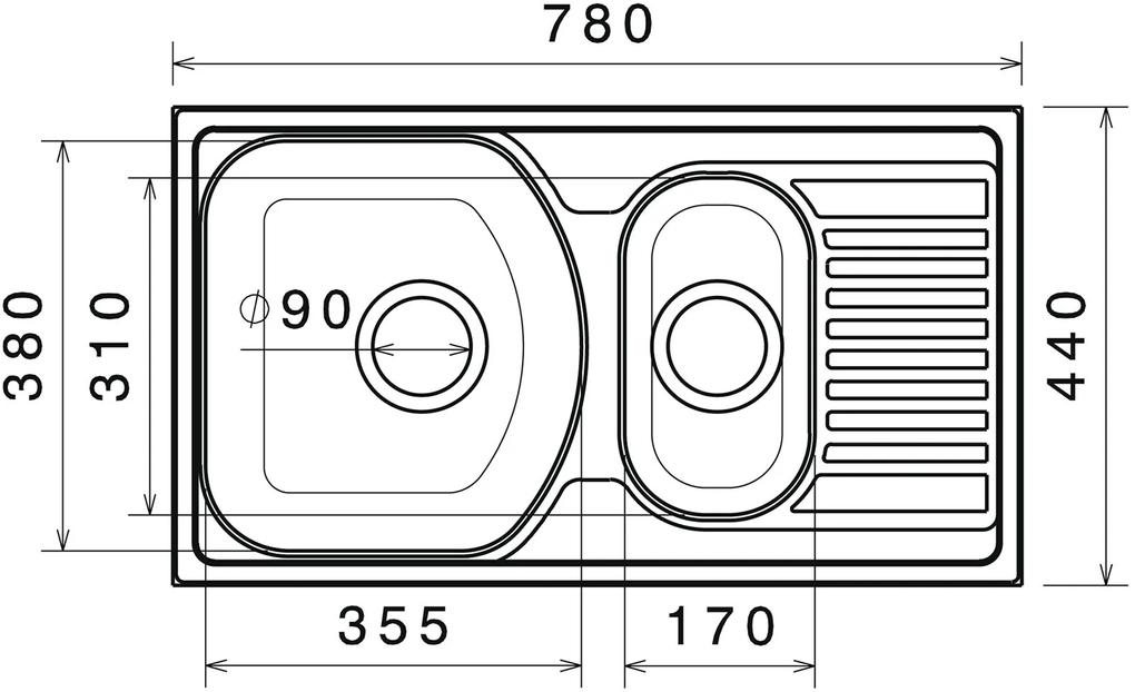 Nerezový dřez Sinks TWIN 780.1 V 0,6mm matný